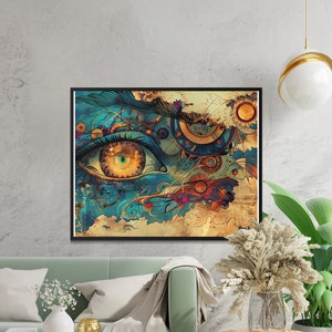 Vibrant Abstract Eye Wall Art, Intricate Psychedelic Art Print ...