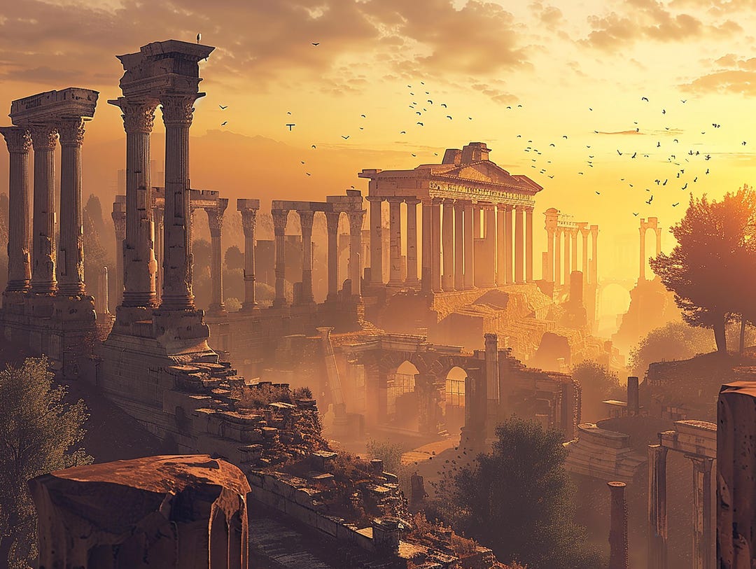 Ancient Roman Ruins Digital Art Print, Wall Art Decor, Historical ...