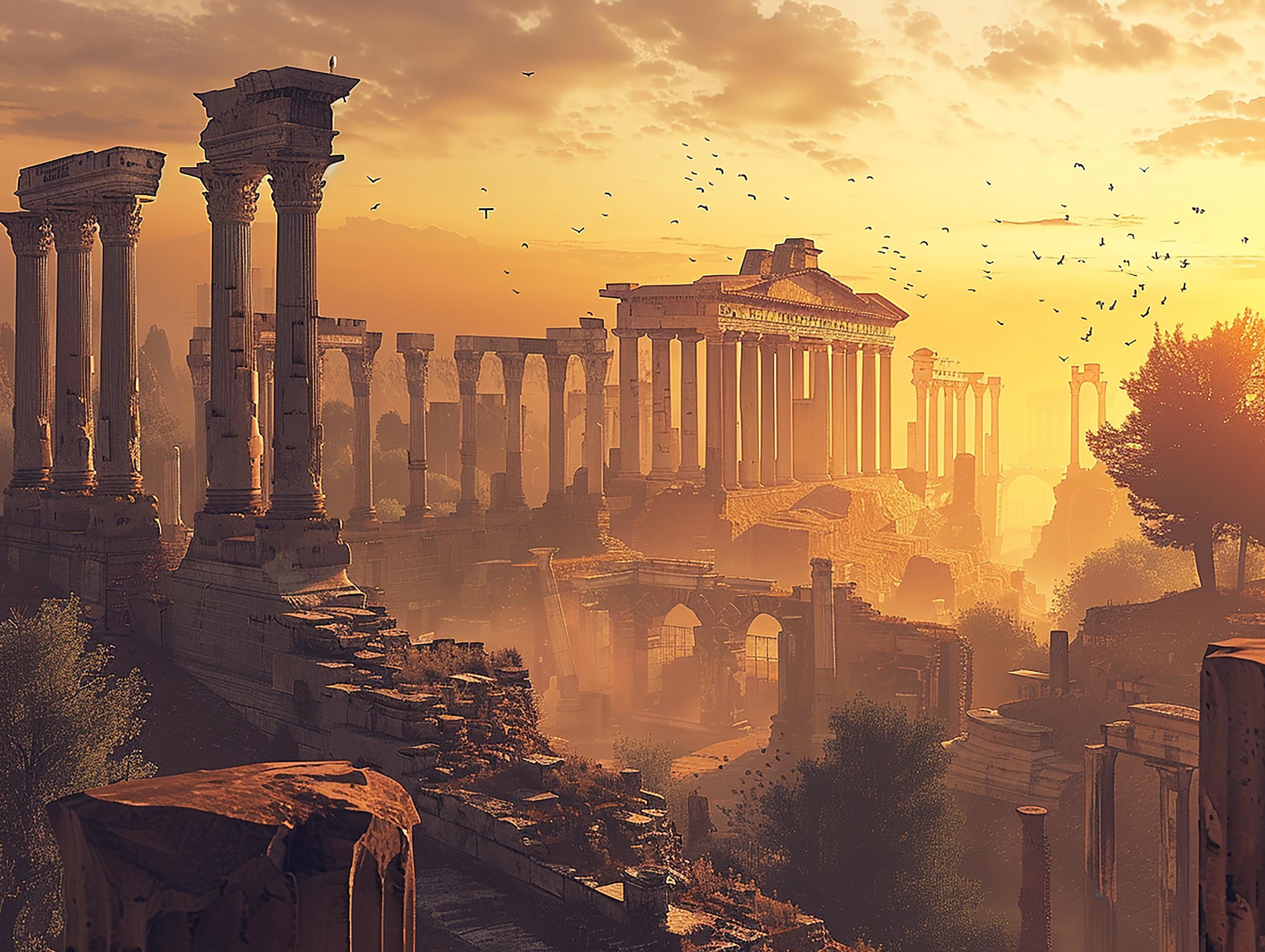 Ancient Roman Ruins Digital Art Print, Wall Art Decor, Historical ...