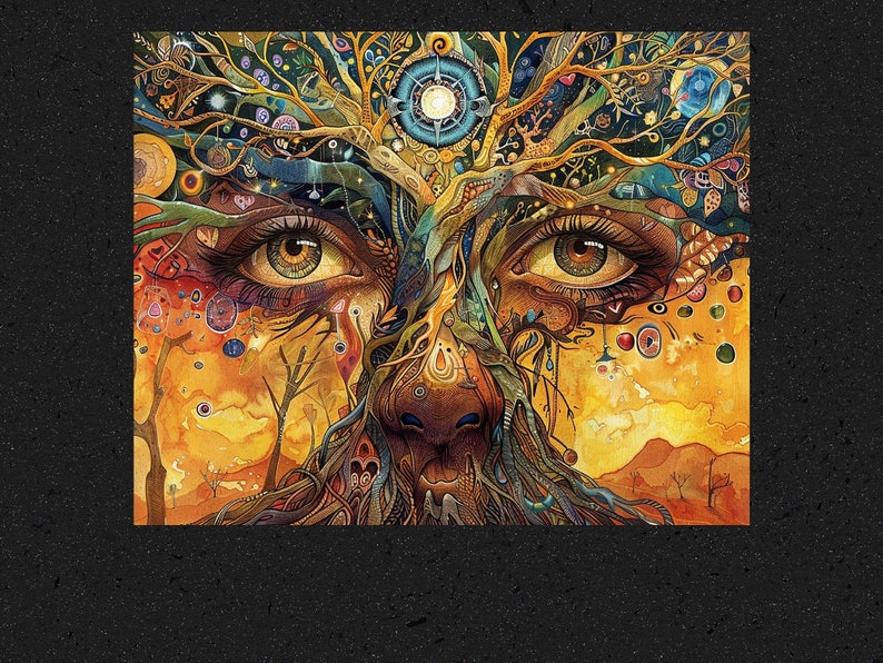 Psychedelic Tree of Life Art Print, Colorful Surreal Digital Download ...