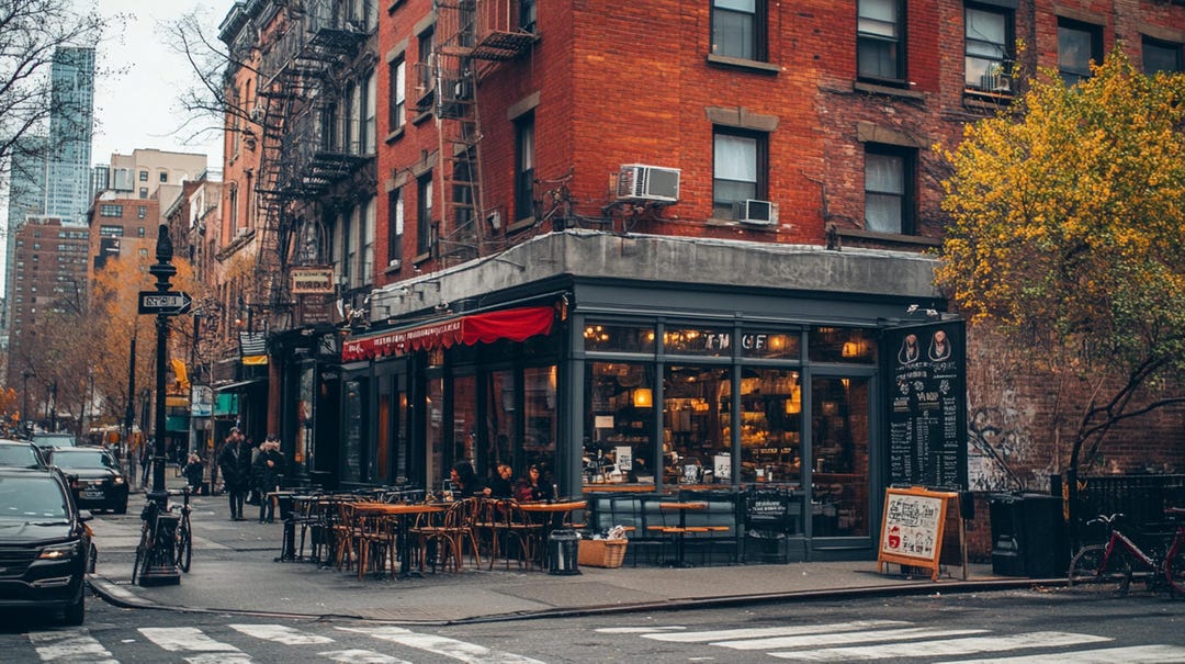 Urban Street Corner Cafe Print, Vintage Coffee Shop Wall Art, Digital ...