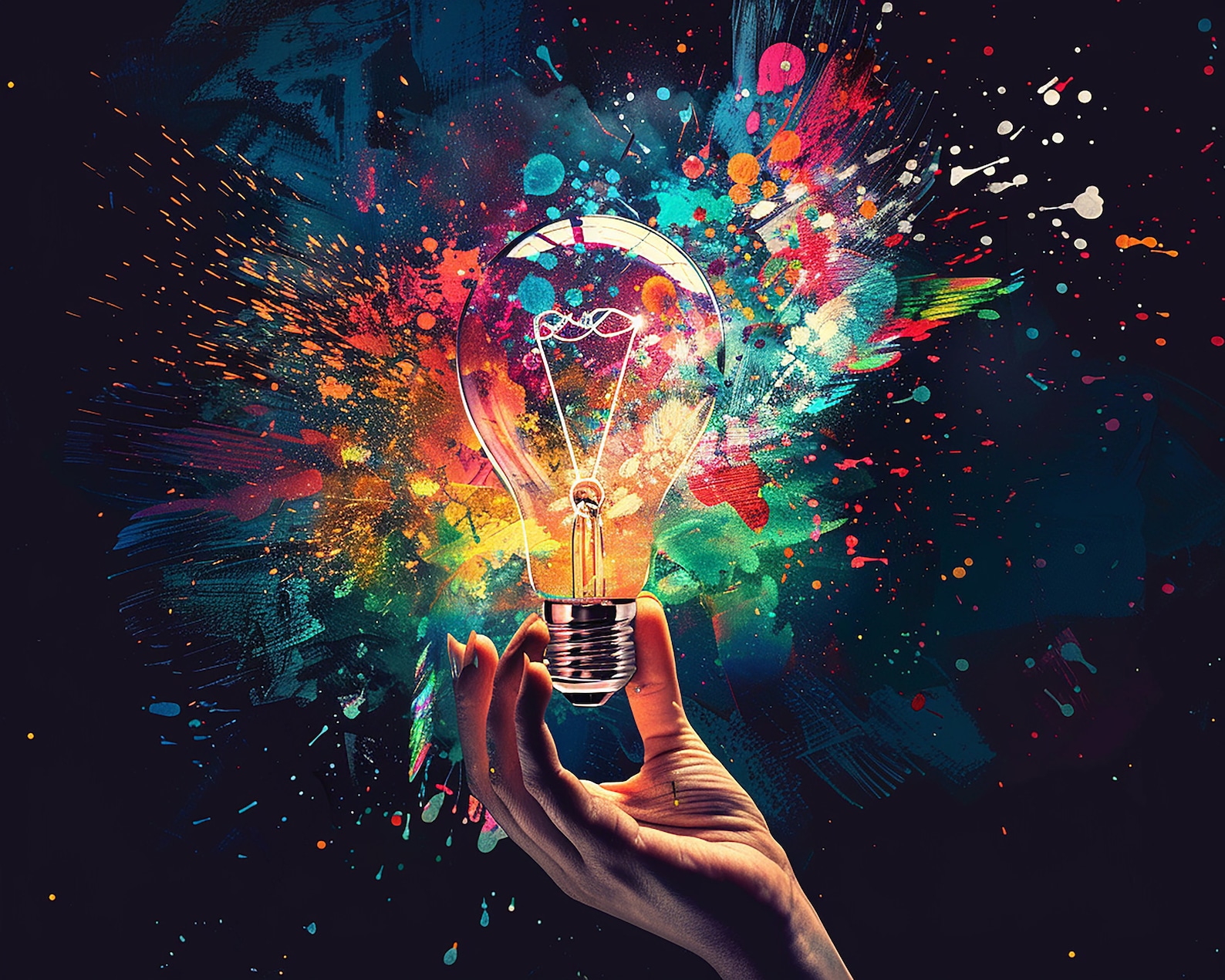 Vibrant Abstract Light Bulb Art Print, Creative Wall Art, Colorful ...