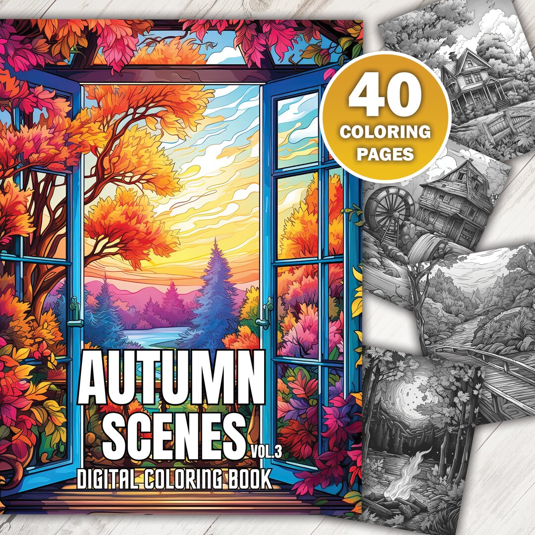 Autumn Coloring Book 3 40 Fall Coloring Pages Printable - Etsy