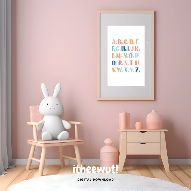 Pastel Alphabet Poster Printable Educational Wall Art - Etsy