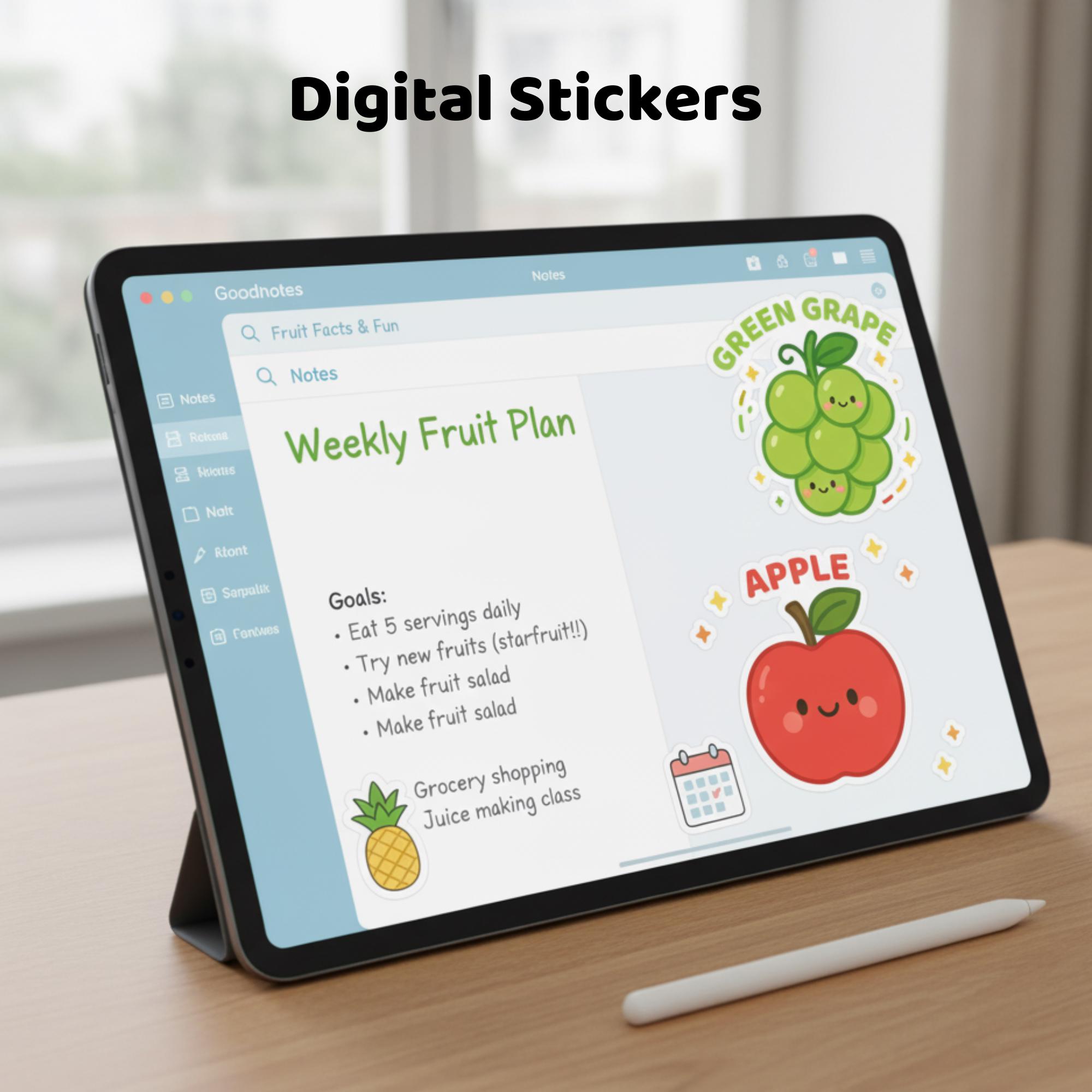 24 Kawaii Fruit Clipart PNG | Cute Fruit Stickers | Digital Fruit ...