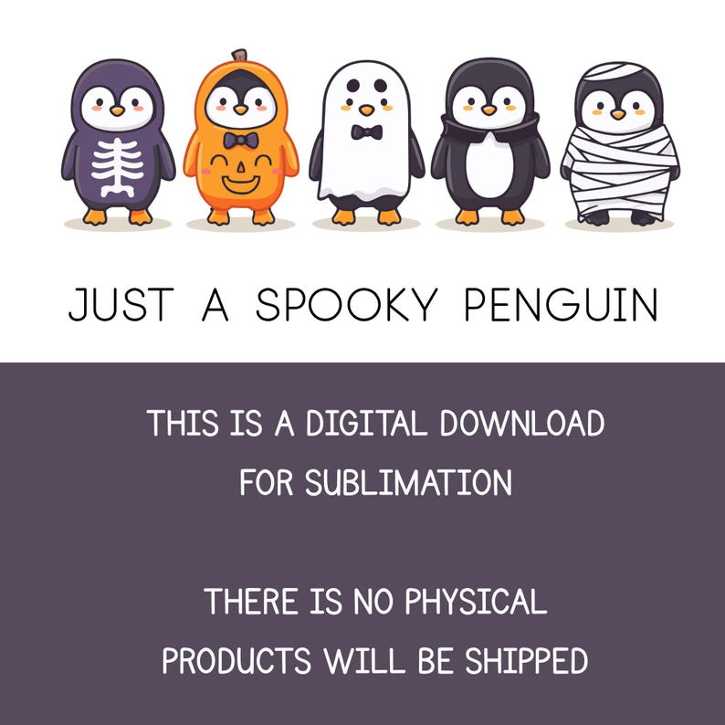 Spooky Penguin Halloween Clipart PNG: Kawaii Animal Digital Download ...
