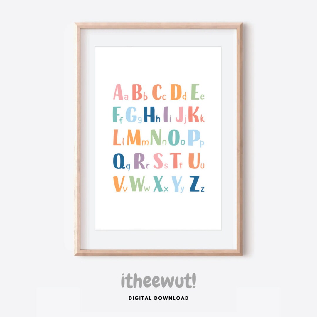 Pastel Alphabet Poster, Printable Educational Wall Art, Kids' Room ...