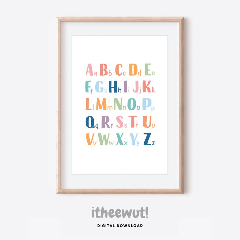 Pastel Alphabet Poster, Printable Educational Wall Art, Kids' Room ...