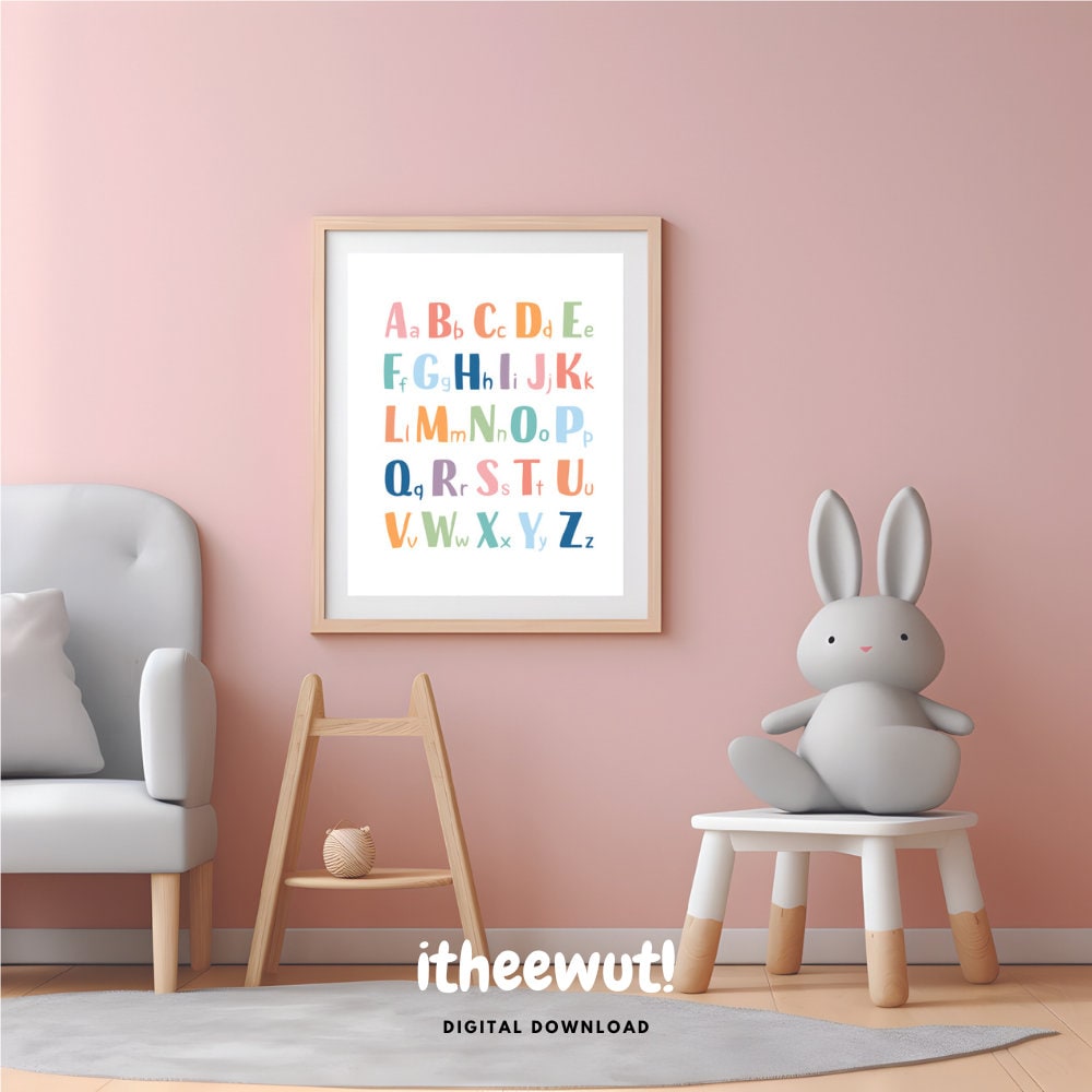 Pastel Alphabet Poster Printable Educational Wall Art - Etsy