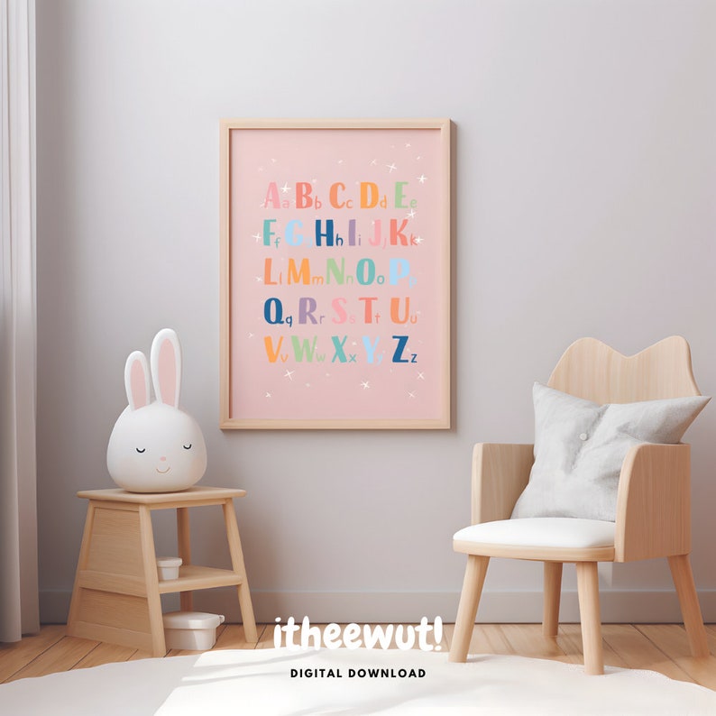 Pastel Alphabet Poster Printable Educational Wall Art - Etsy