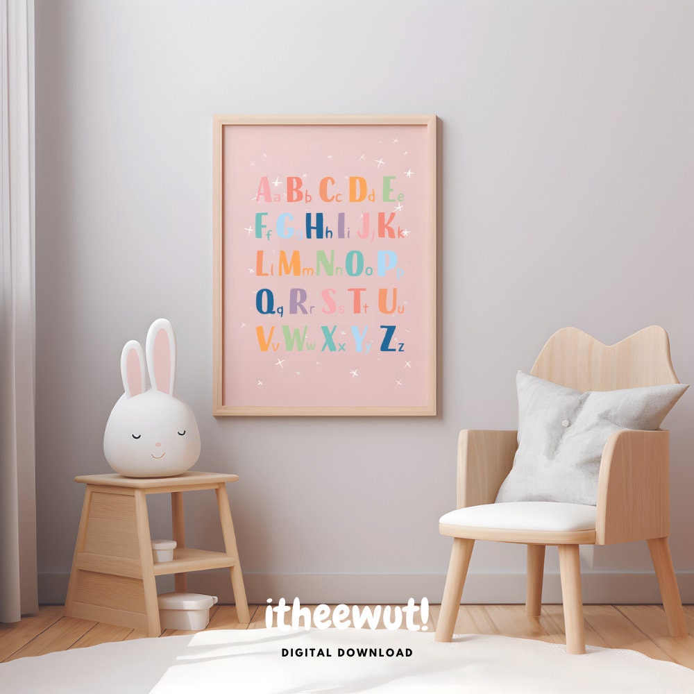 Pastel Alphabet Poster Printable Educational Wall Art - Etsy