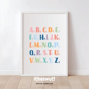 Pastel Alphabet Poster, Printable Educational Wall Art, Kids' Room ...