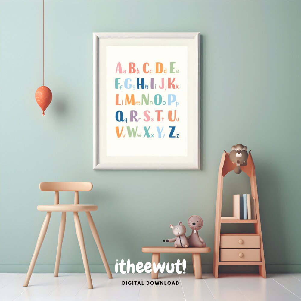 Pastel Alphabet Poster Printable Educational Wall Art - Etsy