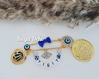 Mashallah Baby Pin in Royal Blue With Ayat Kursi Allah and 4 - Etsy