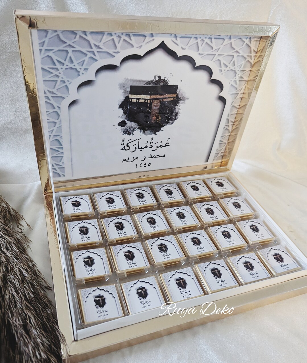 Personalized Chocolate Box, Chocolate Box Umrah, Umrah Mubarak, Hajj ...