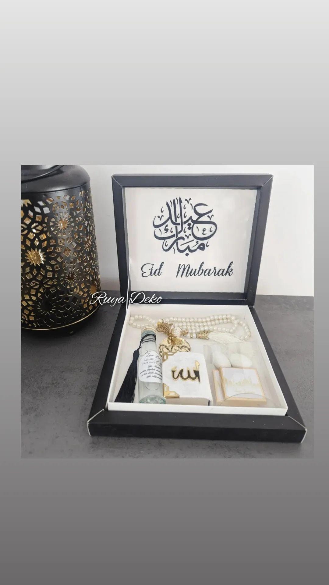 Eid Gift Box With Quran, Zamzam Water, Prayer Beads With Dua, Chocolate ...