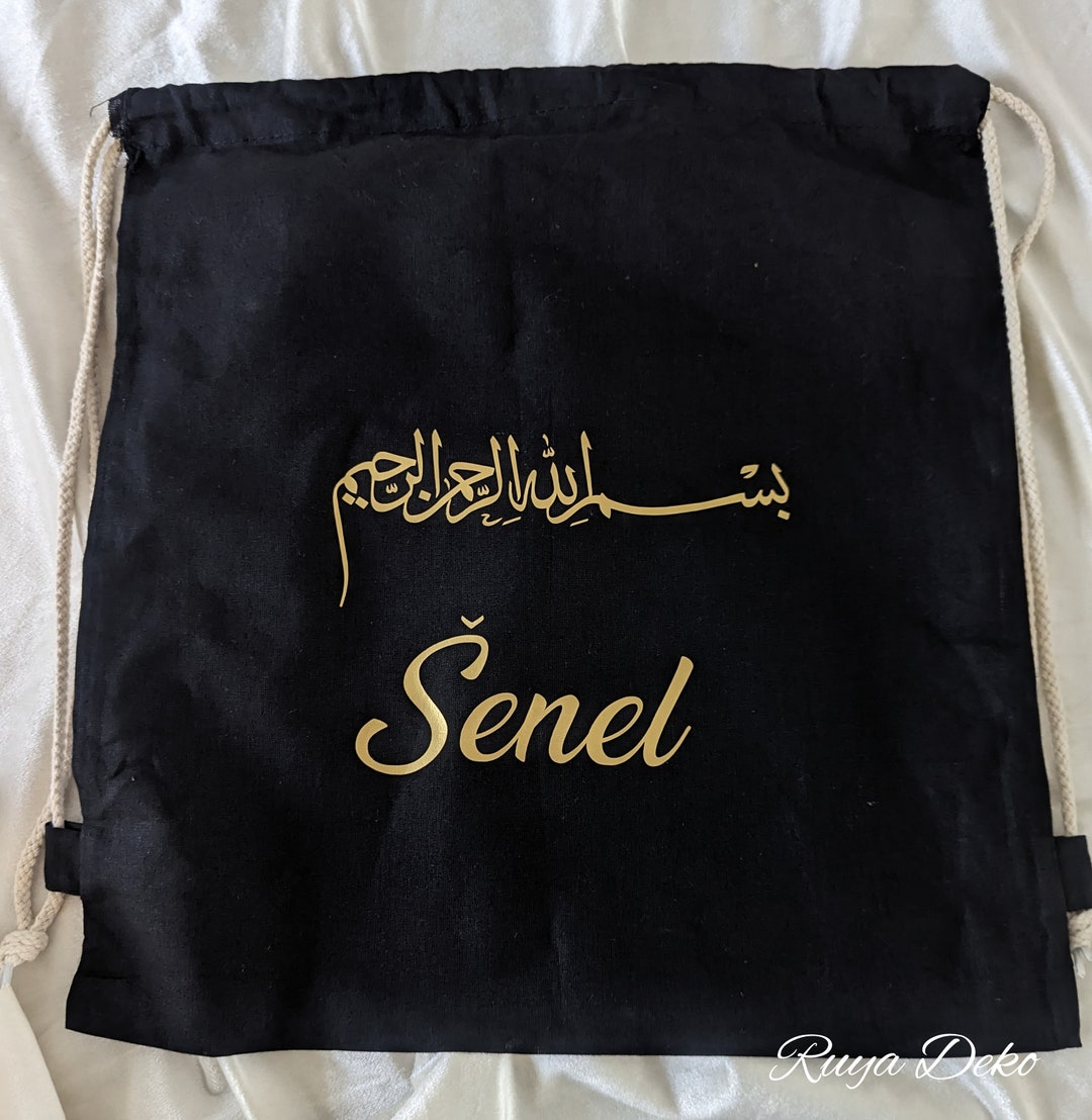 Personalized Bag Jute Bag Backpack Bismillah, Umrah Hajj, Islamic Gift ...
