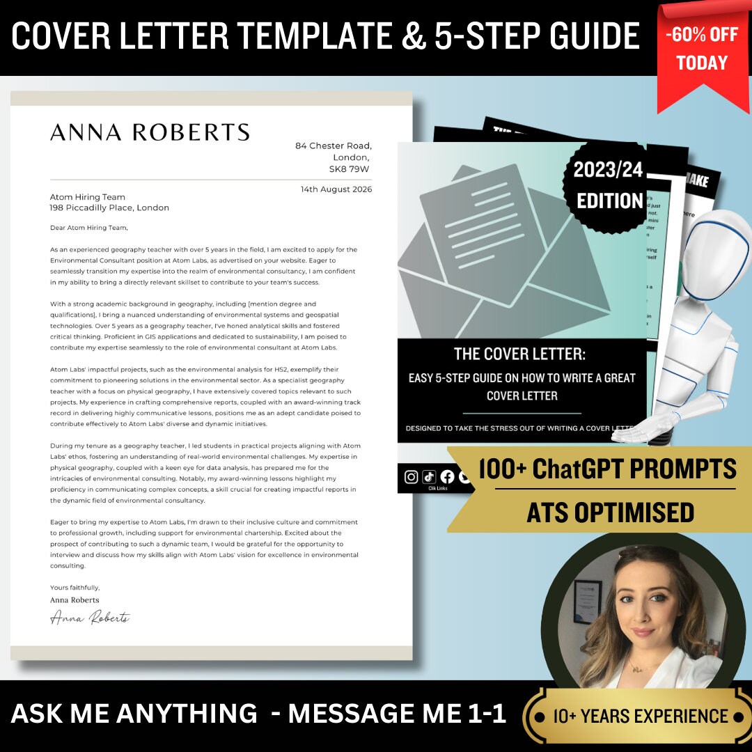 UK Cover Letter Template & Guide ATS Optimised Write a - Etsy