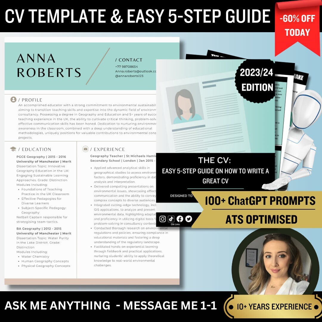 Modern CV Template & Guide Ats-optimised. Use Chatgpt to - Etsy