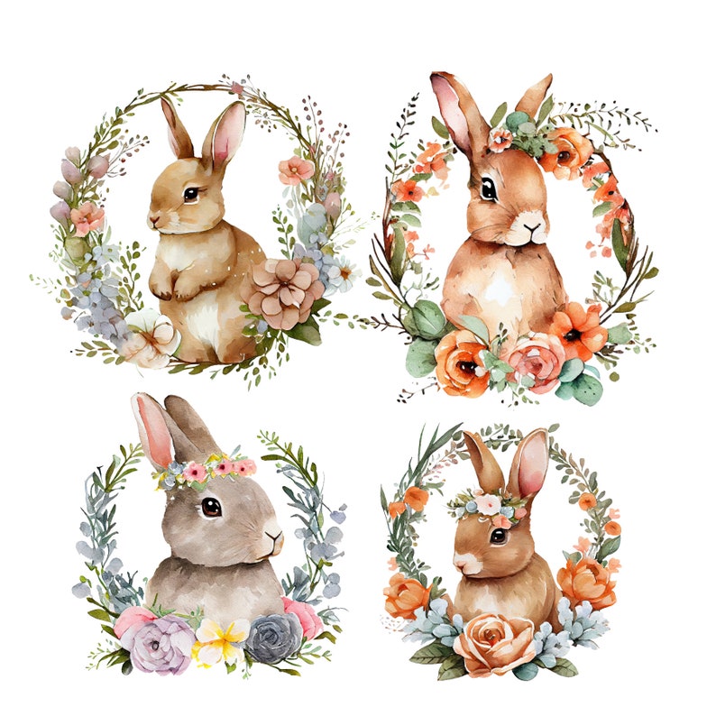 Easter Bunny Rabbit Flower Png Instant Download - Etsy