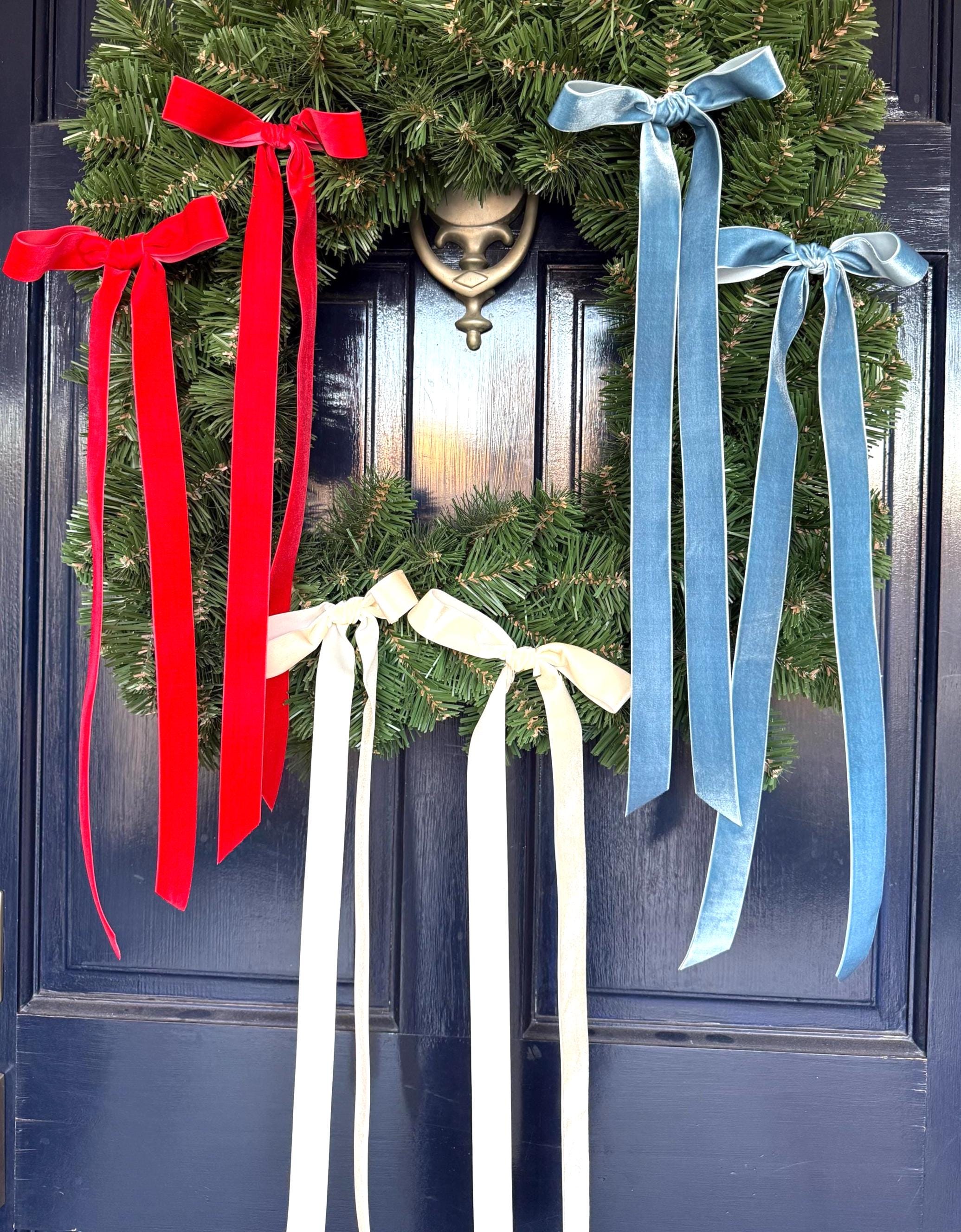 Christmas 18 Inch Blue Velvet Bows (sold in Sets of 2) - Etsy