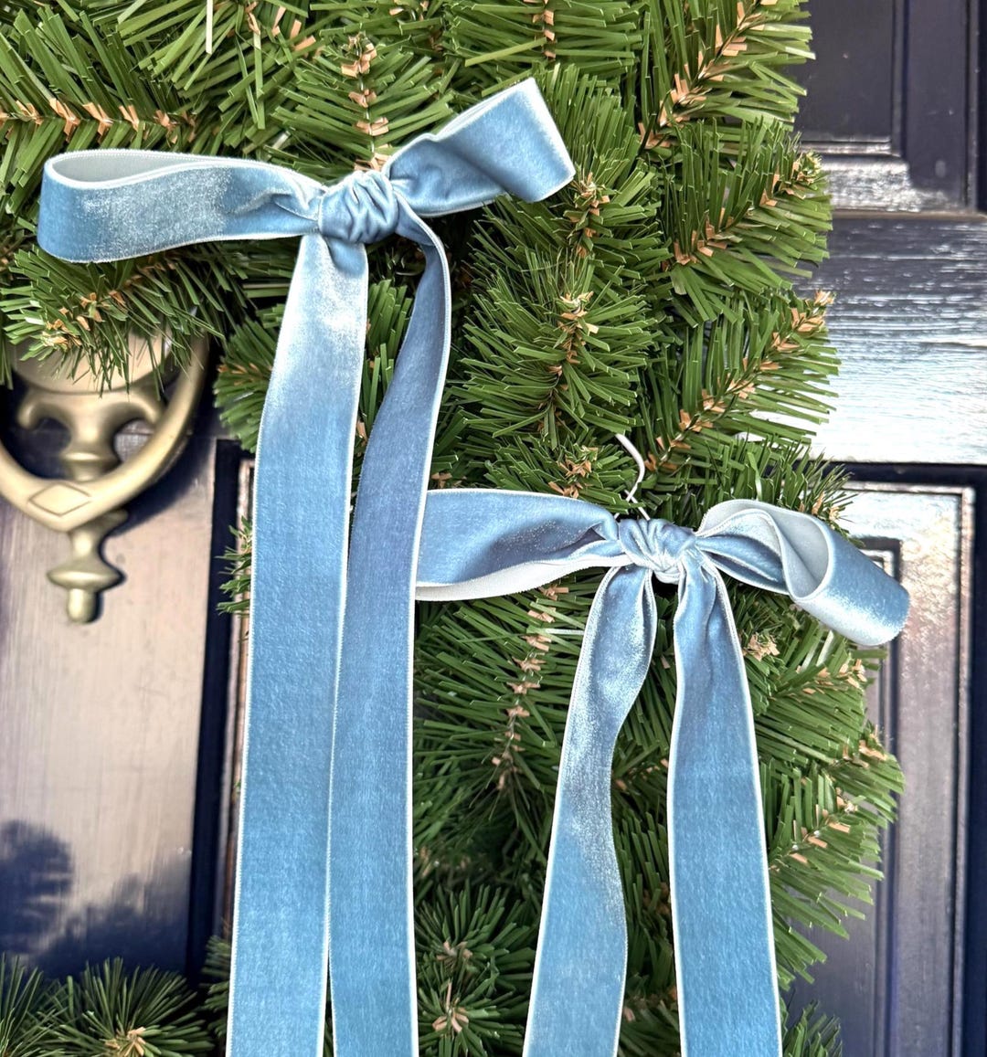 Christmas 18 Inch Blue Velvet Bows (sold in Sets of 2) - Etsy