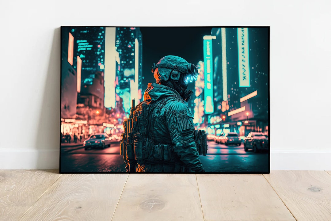 Neon Futuristic Soldier Poster (without Frame) - Etsy