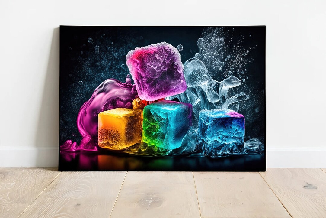 Vibrant Neon Ice Cubes Poster (without Frame) - Etsy