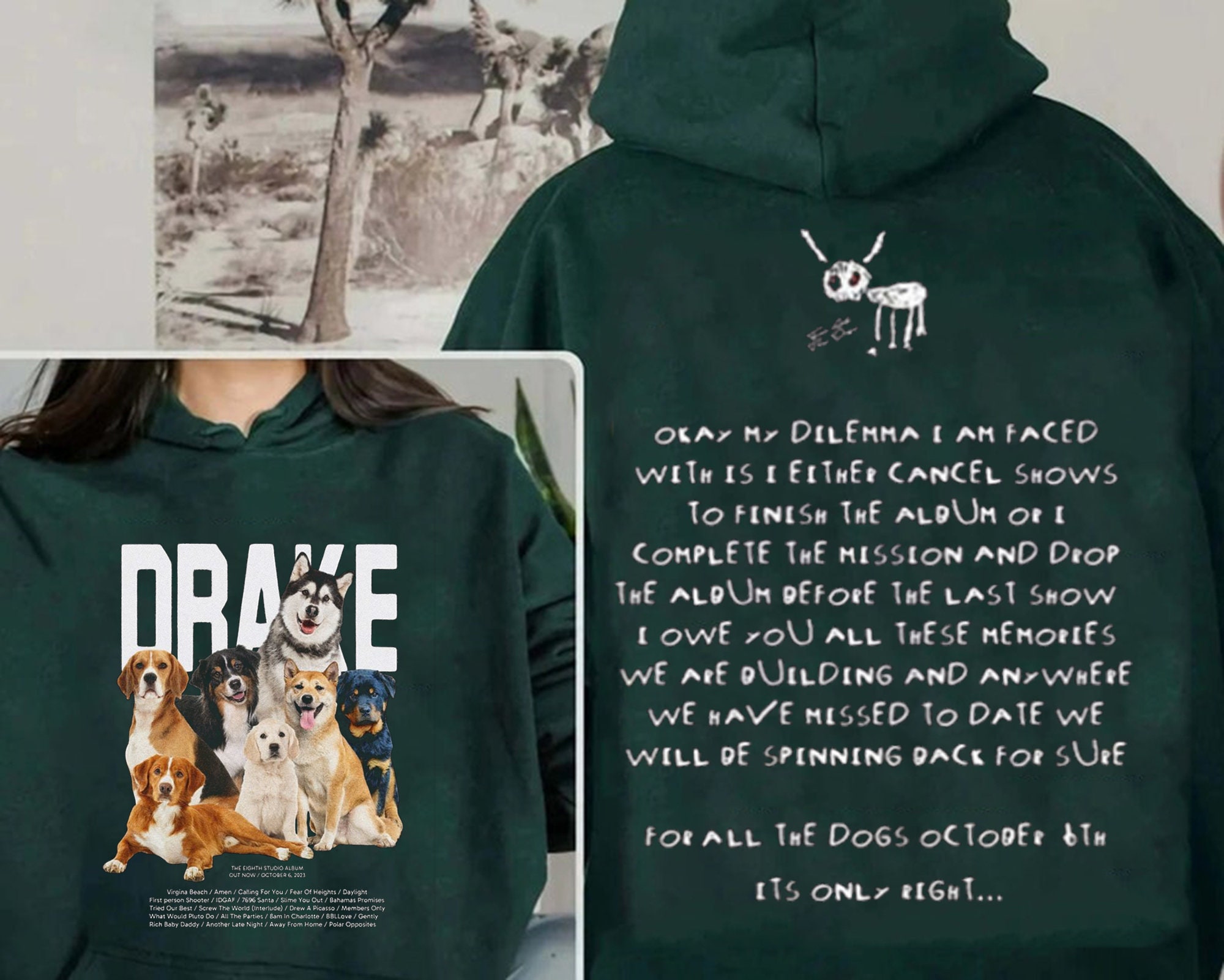 Drake For All The Dogs Album 90s Rap Music Hoodie sold by Territorial ...