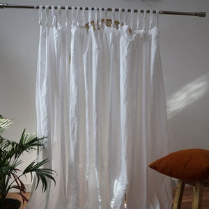 White Knoted Loop Curtains Extra Long Linen Curtain Drape Treatment ...