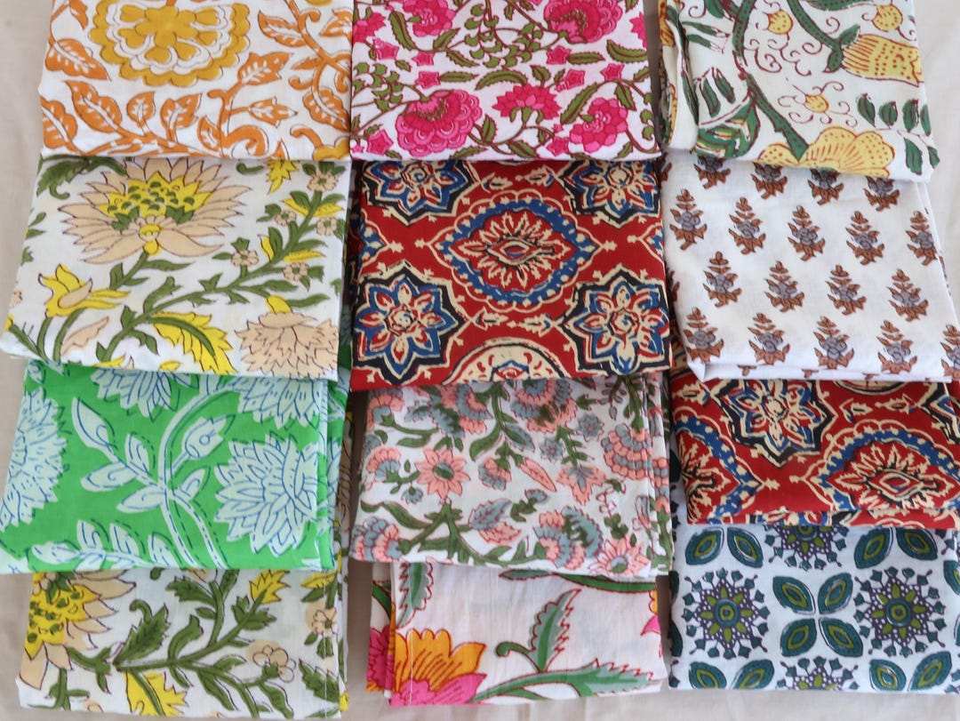 Assorted Napkin Set, 50 Pack of Hand Block Printed Napkins, Bohemian ...