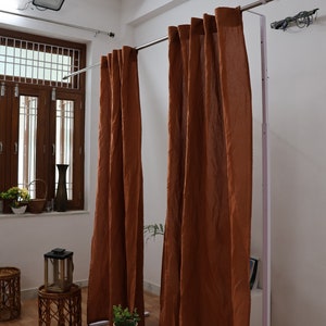Rusty Orange Linen Curtains Custom Size and Curtain 2 Panel Drape ...