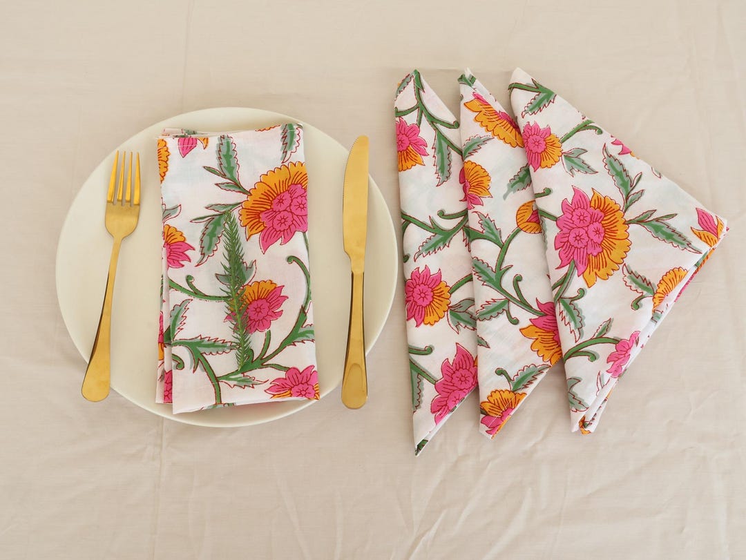 200 Pcs Hand Printed Cotton Napkin Wedding,party Napkins Boho Napkin ...