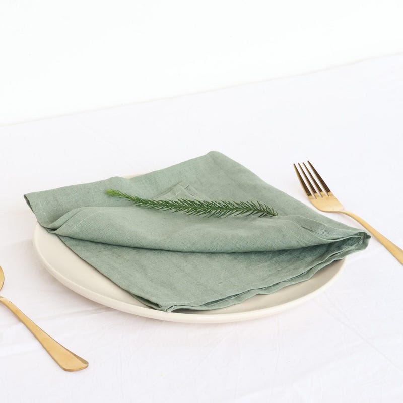 Green Block Print Linens - Etsy UK