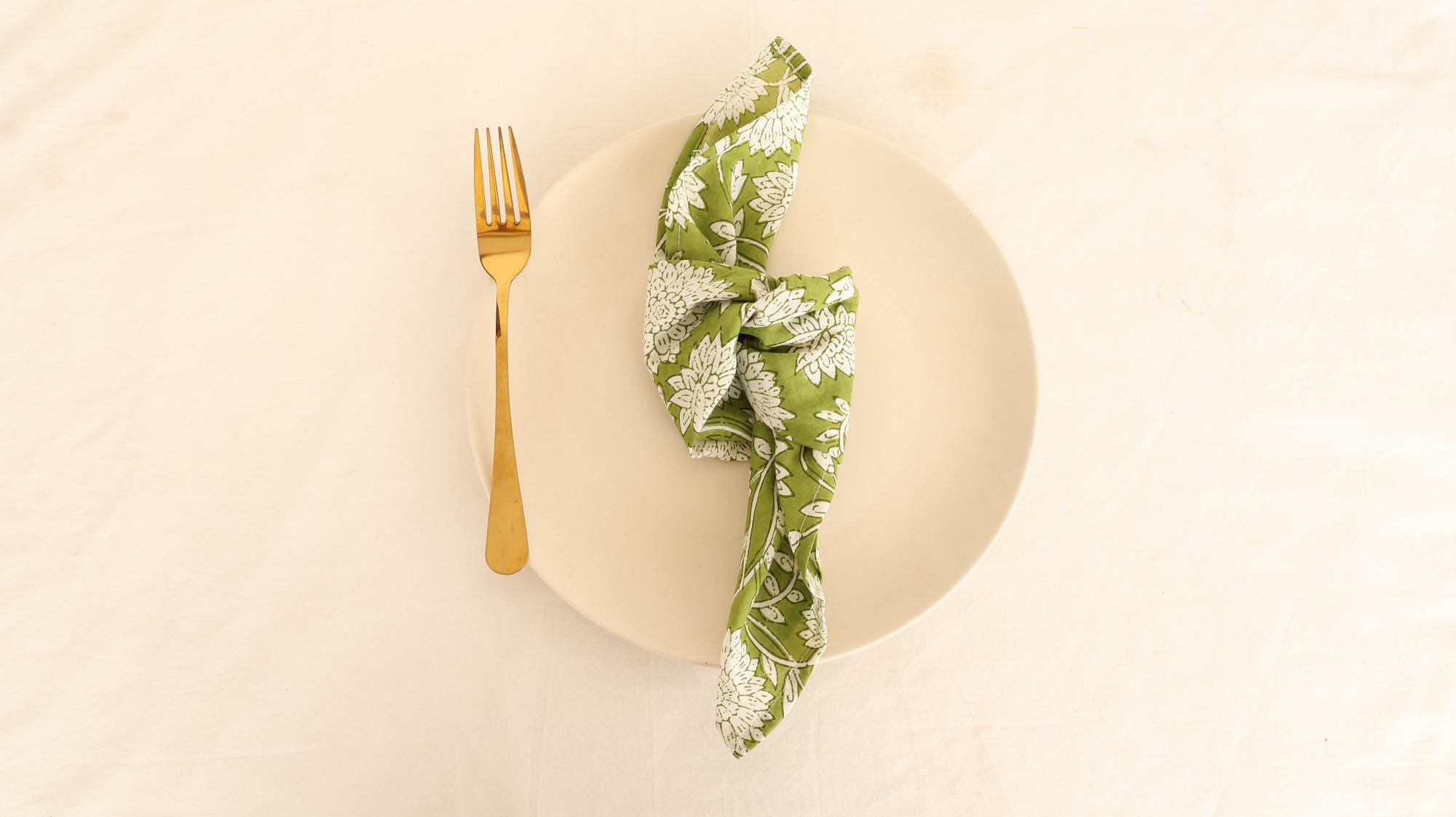 100 Pcs Moss Green Printed Napkin 100% Cotton Napkins Hand Block ...