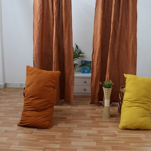 Rusty Orange Linen Curtains Custom Size and Curtain 2 Panel Drape ...