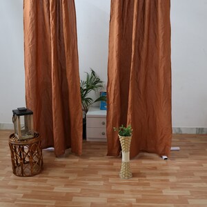 Rusty Orange Linen Curtains Custom Size and Curtain 2 Panel Drape ...