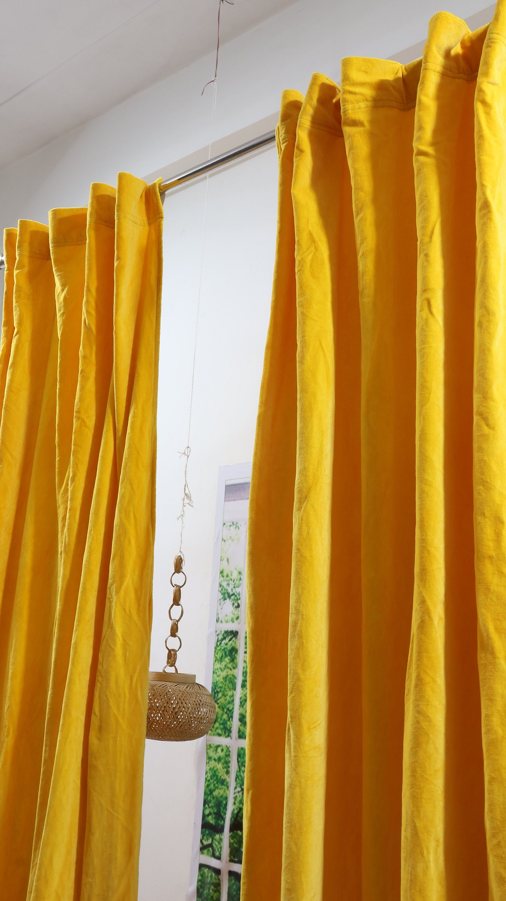 10 Color Yellow Mustard Velvet Blackout Curtains Long Velvet Curtain ...