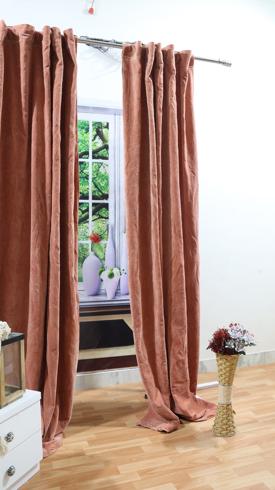 Cotton Velvet Curtains, 20 Colors, Custom Curtains, Extra Long Living ...