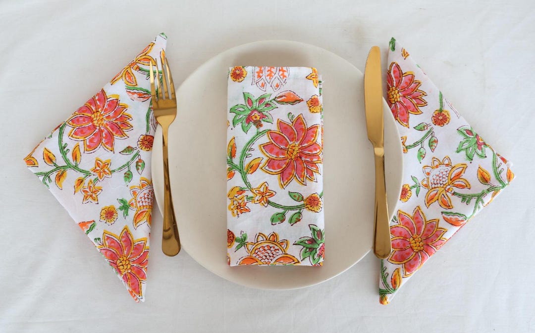 200 Pcs Hand Printed Cotton Napkin Wedding,party Napkins Boho Napkin ...