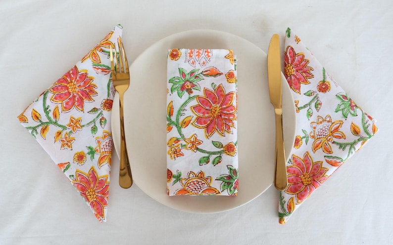 200 Pcs Hand Printed Cotton Napkin Wedding,party Napkins Boho Napkin ...
