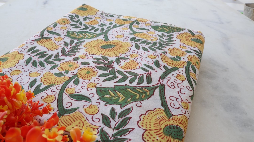 Hand Block Print Fabric, Block Print Fabric, Designer Floral Printing ...