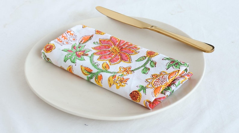 200 Pcs Hand Printed Cotton Napkin Wedding,party Napkins Boho Napkin ...