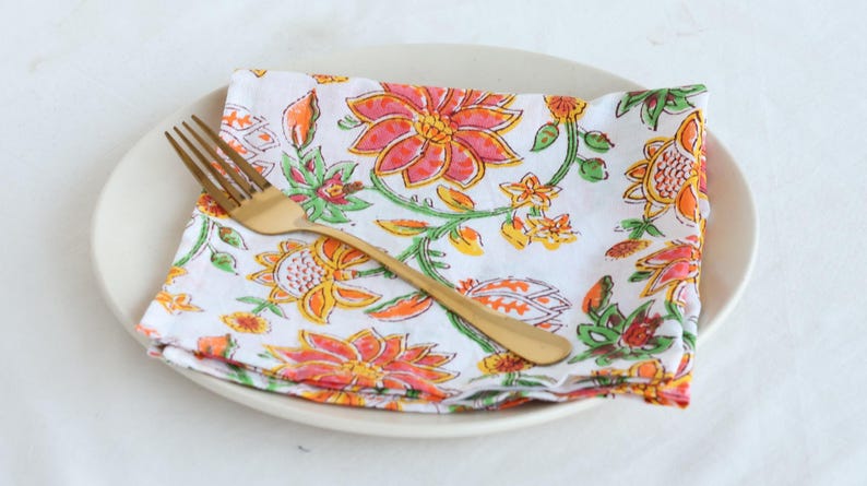 200 Pcs Hand Printed Cotton Napkin Wedding,party Napkins Boho Napkin ...