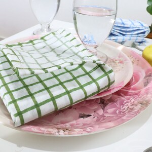 100 Pack Check Block Print Napkins, Natural Cotton Cloth Napkins ...