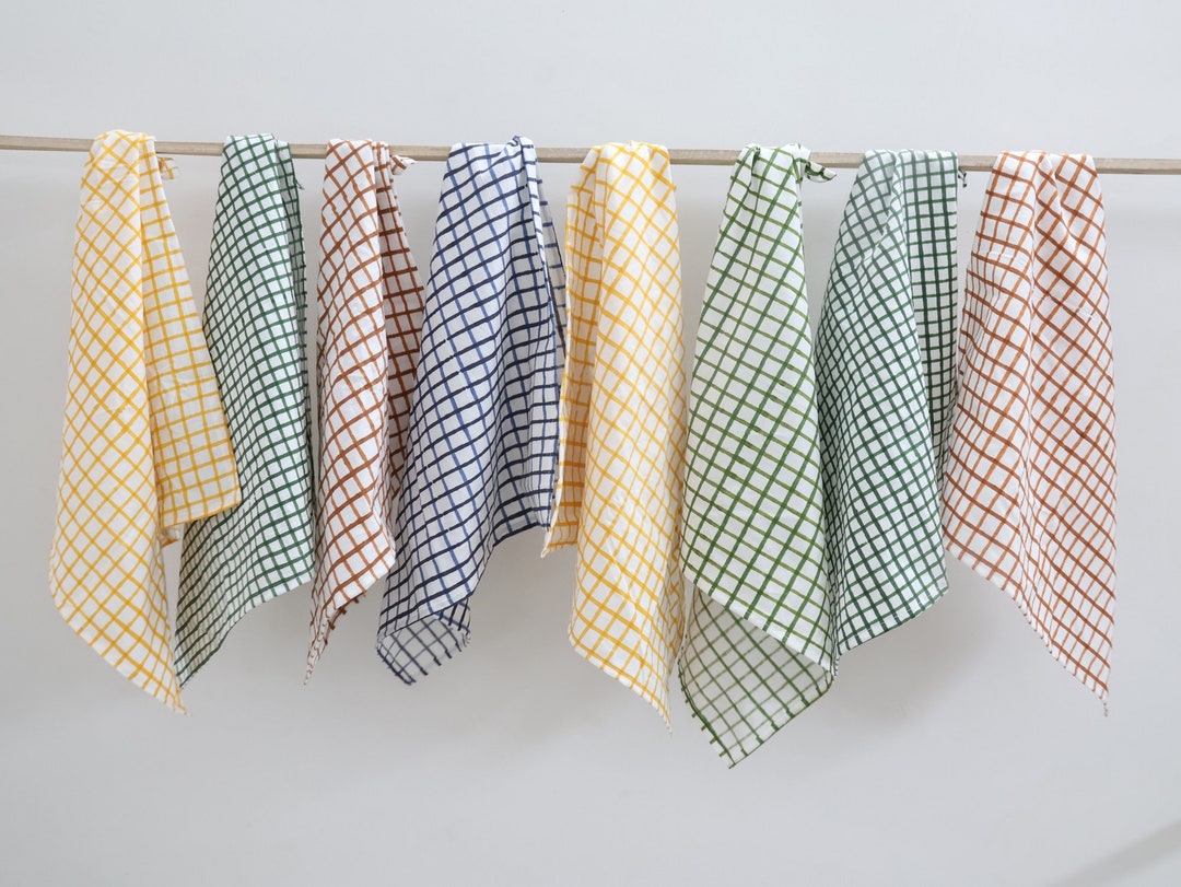 100 Pcs Napkins, Gingham Assorted Napkin Set Check Cotton Dinner Napkin ...