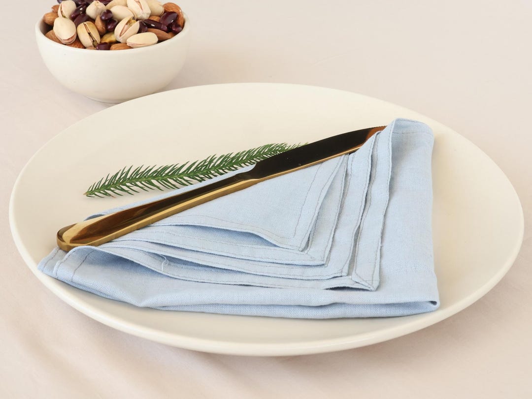 50 Pcs Blue Softened Cotton Napkins, Blue Cotton Napkins for Wedding ...