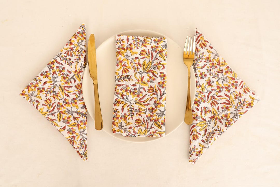 100pcs Multi Color Printed Napkin 100% Cotton Napkins Hand Block ...