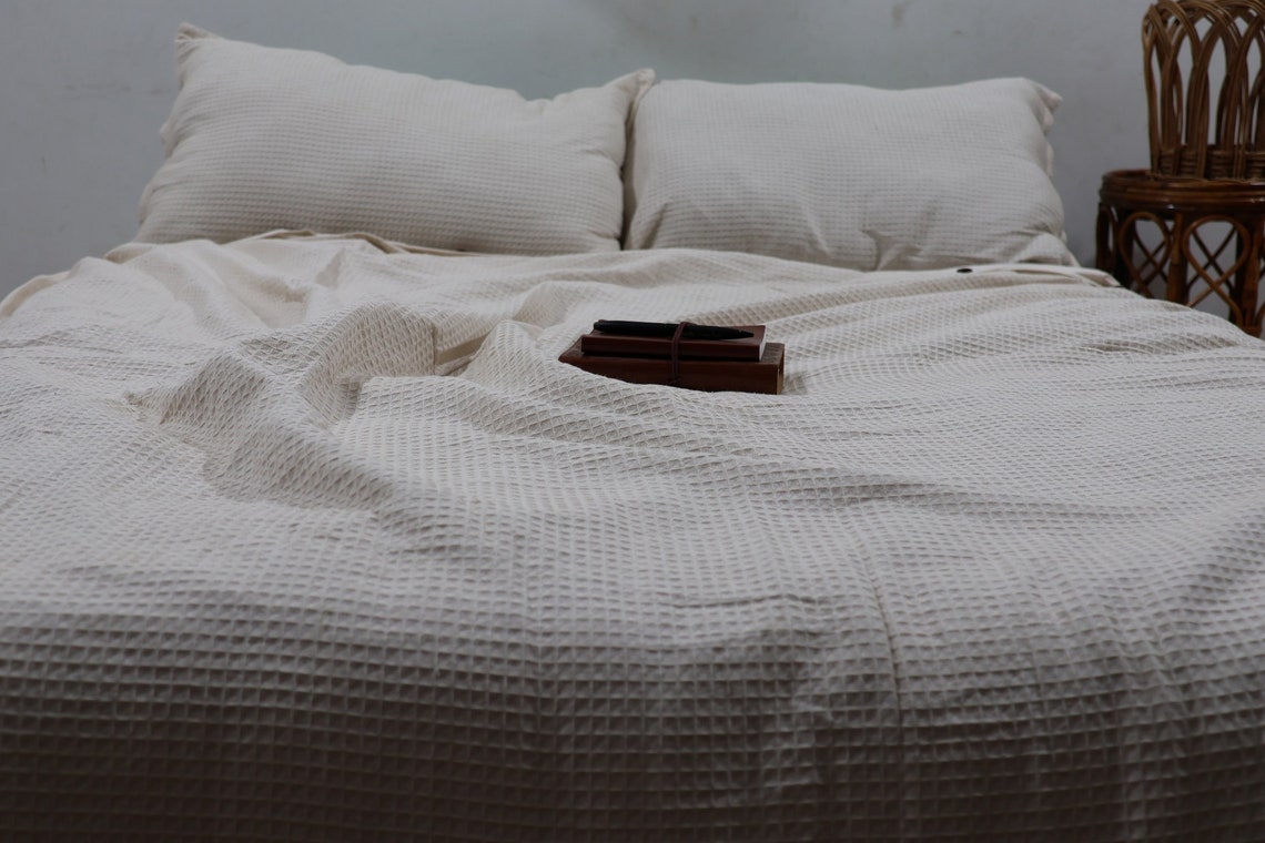 Natural Waffle Duvet Cover. Cotton Bedding Set, 100% Cotton Duvet With ...