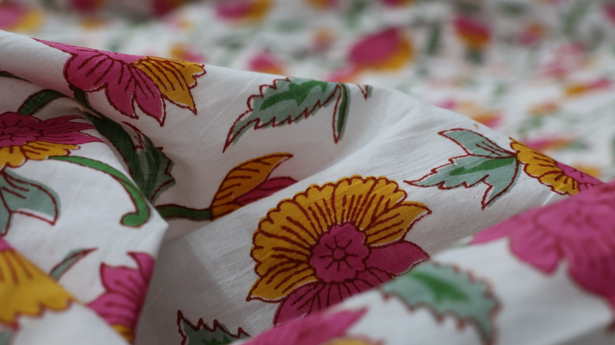 Beautiful Pattern Floral Indian Block Print Fabric by the Yard, Cotton ...